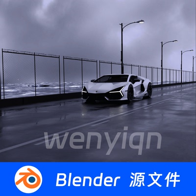 汽车路面写实城市街道道路马路Blender场景模型2429