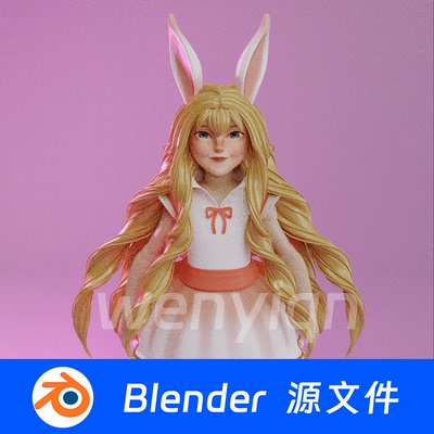 卡通木偶女孩女生可爱Blender场景模型2423