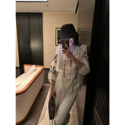 BLUEPOPS-天丝苎麻刺绣小衫a6061