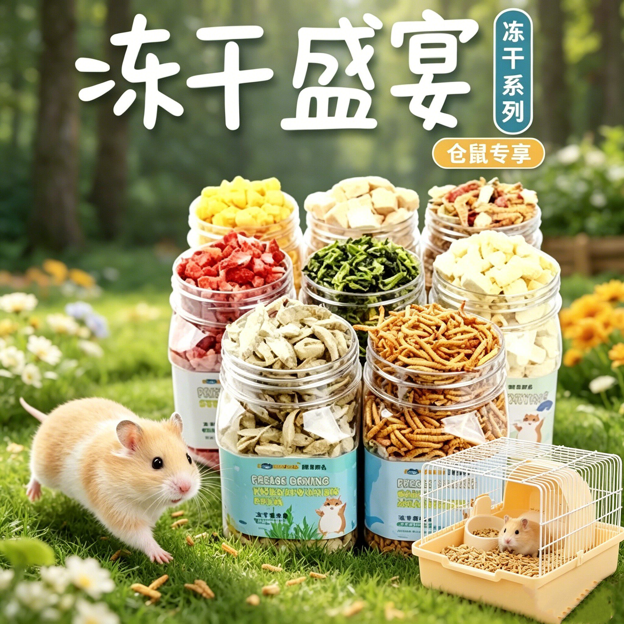 仓鼠冻干零食蔬菜肉粒鼠类鱼干面包虫豆腐苹果干金丝熊三线磨牙棒