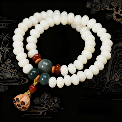 天然白玉菩提根手串新中式