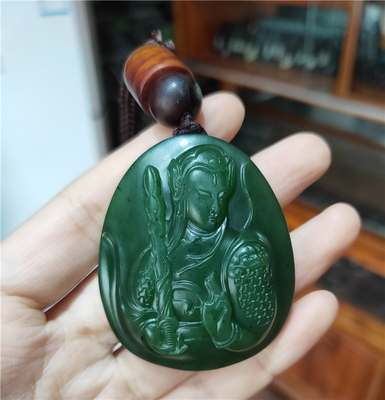 新疆碧玉籽料手把件吊坠平安扣