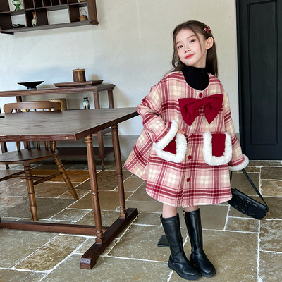 栀了成长记女童加绒毛呢外套