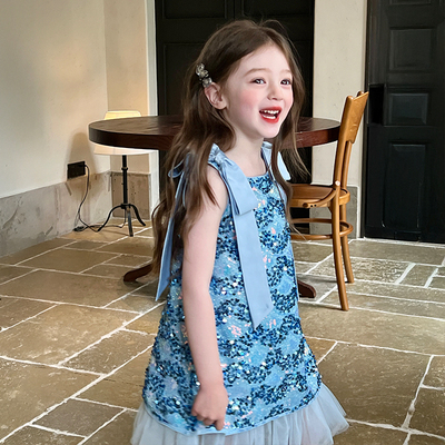 栀了成长记女童美人鱼亮片背心裙