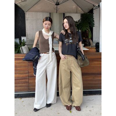 ICCIICC美式松弛感阔腿镰刀明线