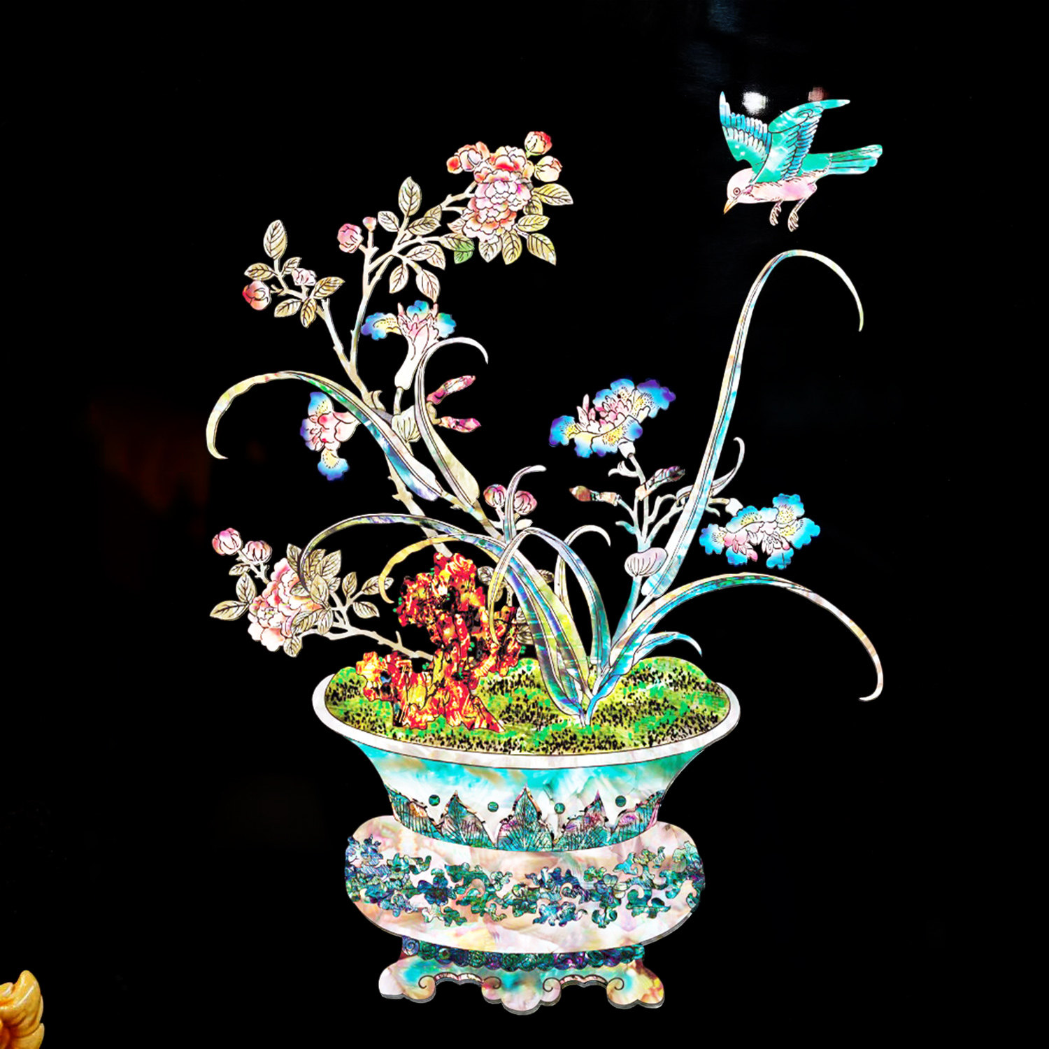 荷花仿贝壳螺钿贴纸瓷砖玻璃门家具柜子装饰贴画防水墙贴遮丑补洞