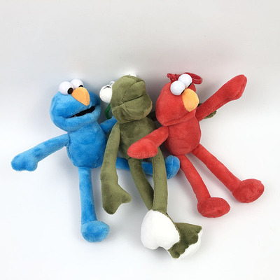 芝麻街ins长腿艾摩青蛙钥匙扣毛绒公仔书包包挂件礼品挂饰太阳花