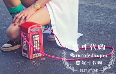 红色英国伦敦单肩斜挎包