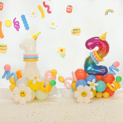 ins白色数字123周岁生日气球布置