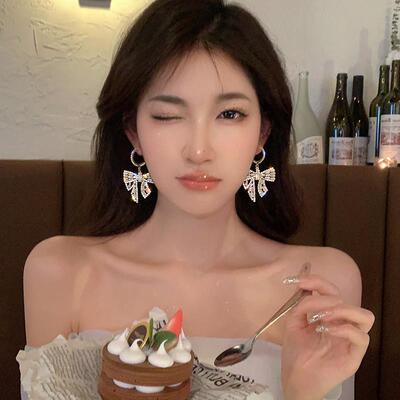 AA1367浪漫情怀蝴蝶结耳环高级感耳环小众设计感2024耳钉耳饰女