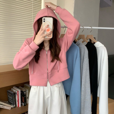 Korean Style Dongdaemun Age-reducing Zipper Hooded Women's S