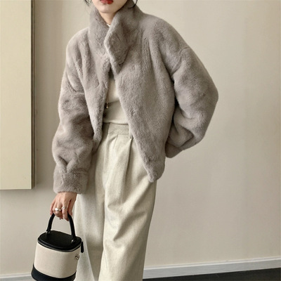 Eco-friendly Mink All-in-one Windproof Stand-collar Imitatio