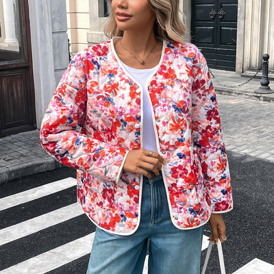 Jacket Jacket For Women, Thin Single-breasted Pocket Print,