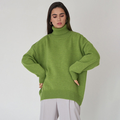 Solid lor High Neck Loose 2026 Sweater Ins Pullover Women's