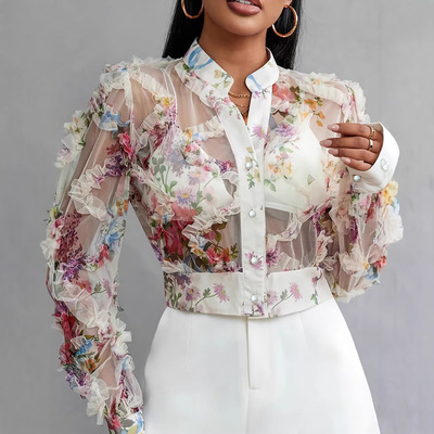 French Retro Style Design Niche Lace Floral Fungus For Women