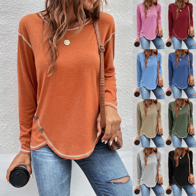 2026 Women's Hot Button Irregular T-shirt