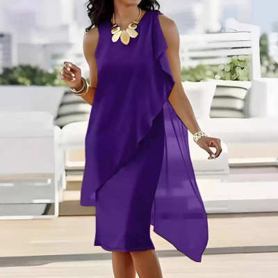 2026 Station Fashion Elegant Irregular Chiffon Sleeveless