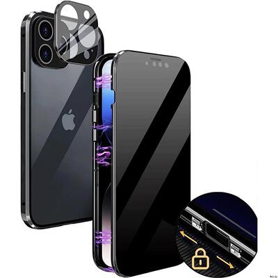 适用于iPhone 16 Pro Max Case苹果16plus玻璃防窥iPhone 11 12 13 14 15 pro max 16e magnetic glass cover