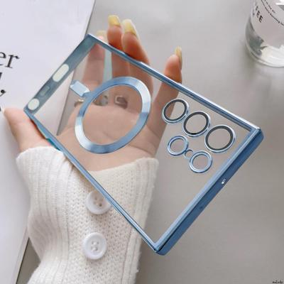 Transparent Case适用于Samsung Note10+ Note20pro S21FE S22 Plus S23fe S24 ultra Wireless Charge Case