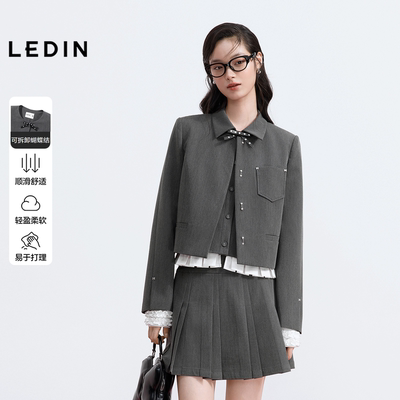 【商场同款】乐町短款西装经典外套铆钉蝴蝶结设计C1BAG2114