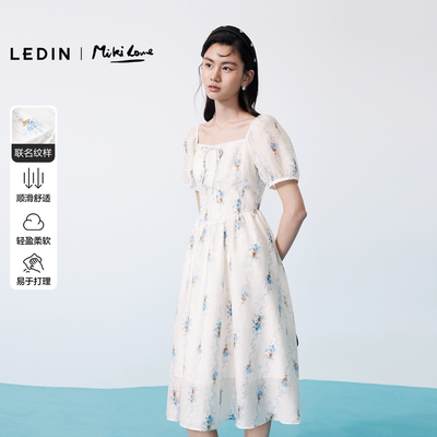 【商场同款】乐町IP联名艺术感纹样连衣裙女夏新款裙子C1FAG2243