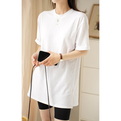 反季特 女士中长款白T恤 夏款 女装