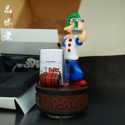 1998年美国zippo芝宝大力水手翻盖机煤油打火机音乐机八音盒限量