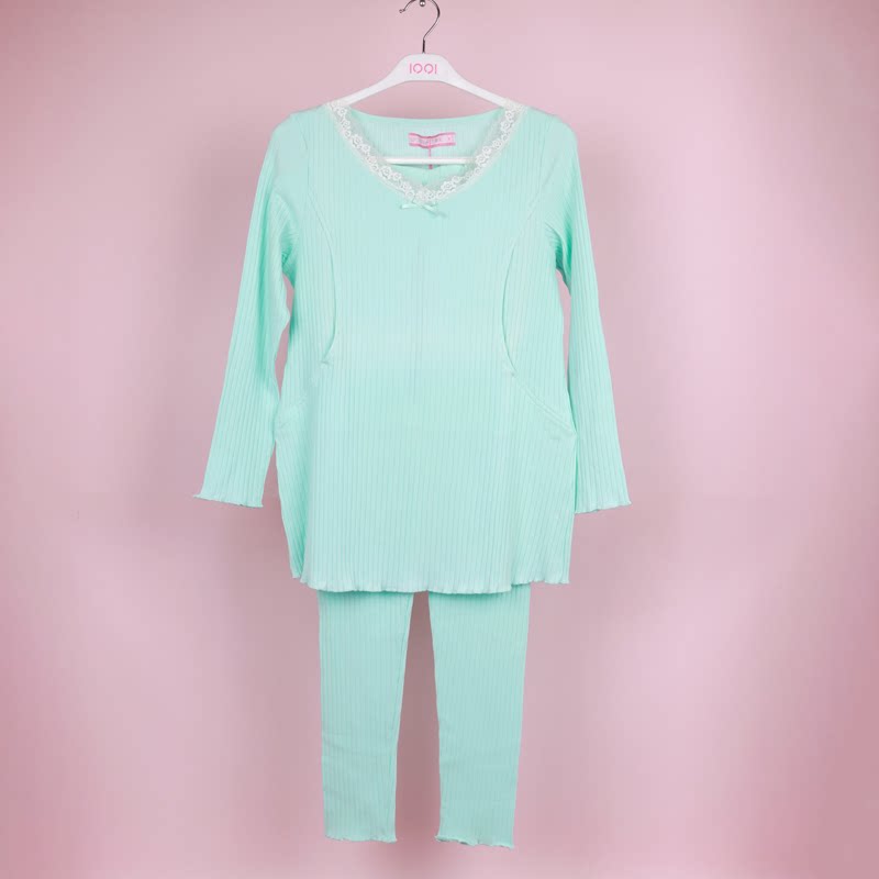 婷妃纯棉孕妇秋衣秋裤秋冬怀孕期保暖内衣套装喂奶月子服产后哺乳