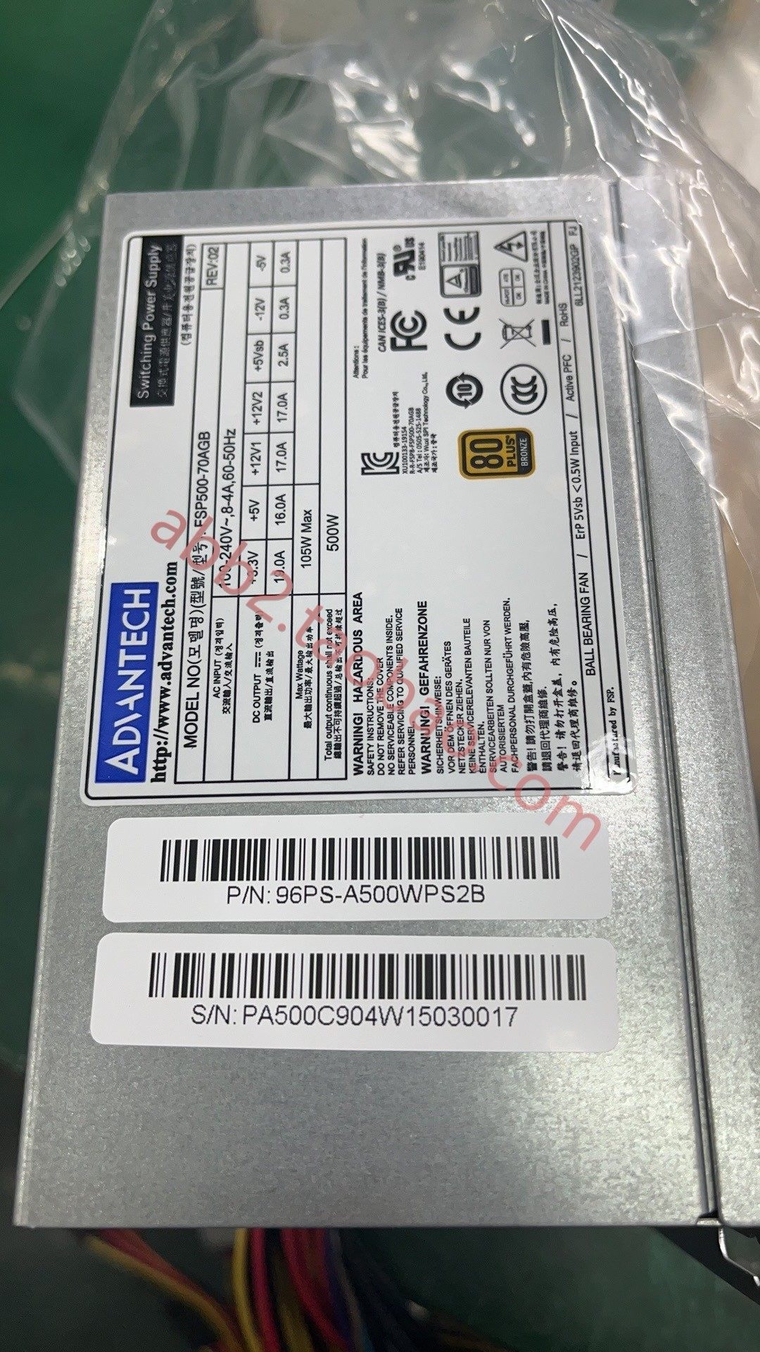 新款研华FSP500-70AGB工控电源各接口如下2 0+4pin主供电CPU 4+4_虎窝淘