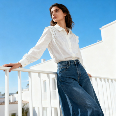 IRO 日常通勤女士褶皱条纹设计感长袖衬衣银泰百货 301596