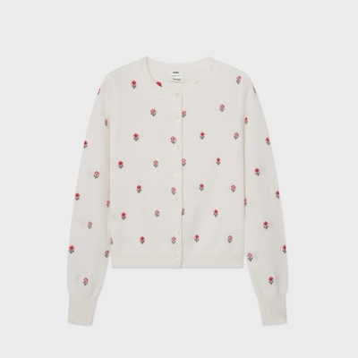 IMMI 秋冬新款女士羊绒小提花圆领毛衣开衫银泰百货 300124