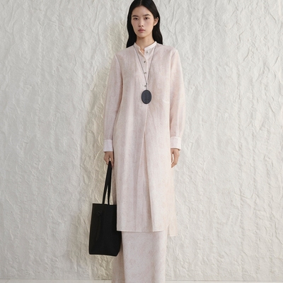 concise-white简白26春夏新款女士印花长袖连衣裙银泰百货 301257