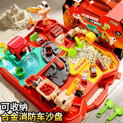 New children's construction vehicle sandbox fire rescue adve