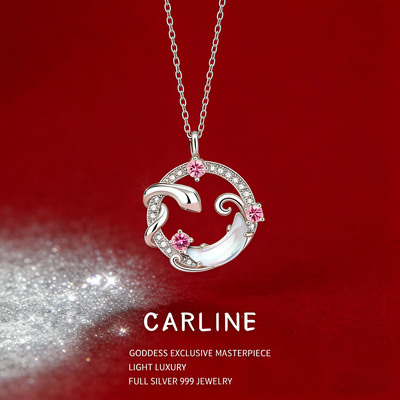 纯银月亮项链轻奢小众送她