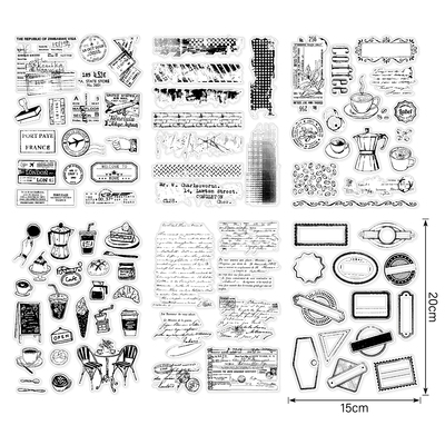 复古咖啡旅行透明印章 scrapbook 相册卡片手帐橡皮章成品章图章