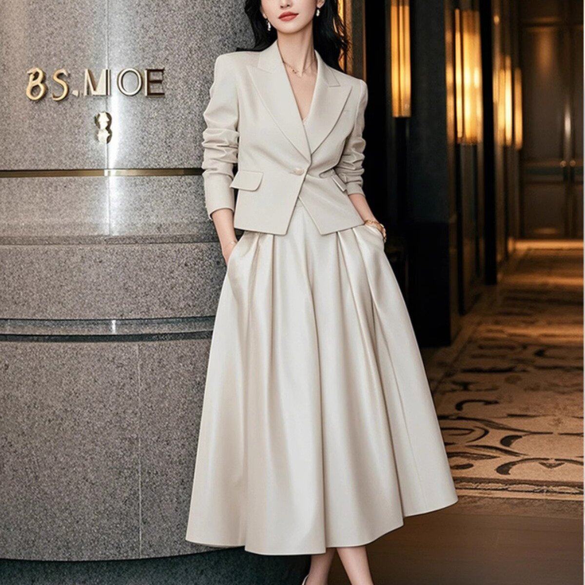 2025春装新款女装时尚穿搭一整套气质西装套装裙子高级感洋气通勤