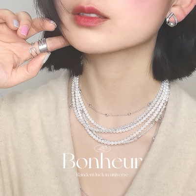 Bonheur两小无猜日本akoya天然珍珠项链女设计清冷感设计师项链