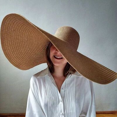 Oversized Brim Straw Beach Hat | Full Face Sun Protection