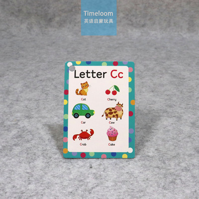 跨境英语启蒙Flashcard字母单词卡自然拼读学习早教闪卡教具环扣