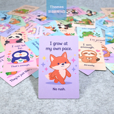 跨境英文启蒙Flashcard肯定文字闪卡SEL儿童情绪正念鼓励卡