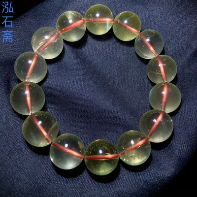 1A318 天然黄水晶手链串柠檬黄单圈净体微棉15-16mm大颗粒男女