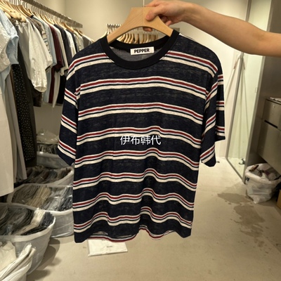 圆领休闲简约条纹薄款短袖T恤