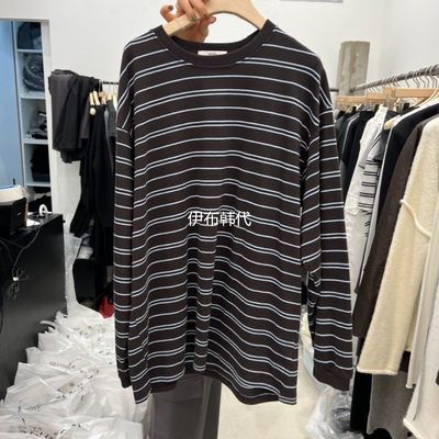 圆领休闲条纹宽松长袖T恤女