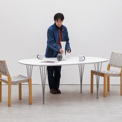 coznap 中古 | 丹麦产 Arne Jacobsen设计 超椭圆餐桌 白色 170cm