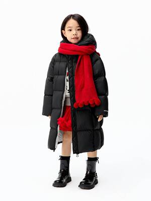 little moco 25冬季男女童亲子长款鹅绒加绒羽绒服外套KBE4EIN006