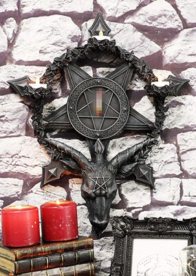 NS Baphomet Pentagram哥特羊头五芒星壁挂烛台树脂