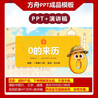 2-00044  一年级数学小故事  0的来历 数学故事PPT模板