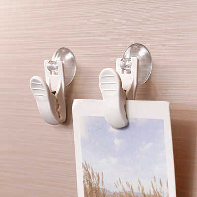 日式吸盘挂夹多用无痕毛巾手套挂壁夹子贴墙多功能收纳夹米木5232