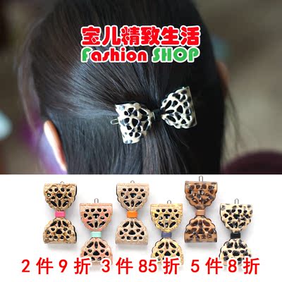 豹纹蝴蝶结发夹顶夹边夹