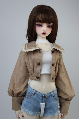 bjd娃衣3分4分复古牛仔花边外套